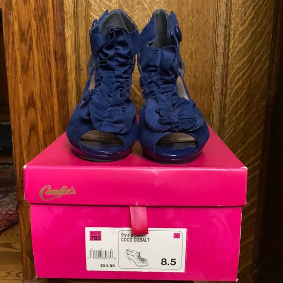Candie's | Shoes | Pair Of Candies Electric Blue Peep Toes Size 85 ...